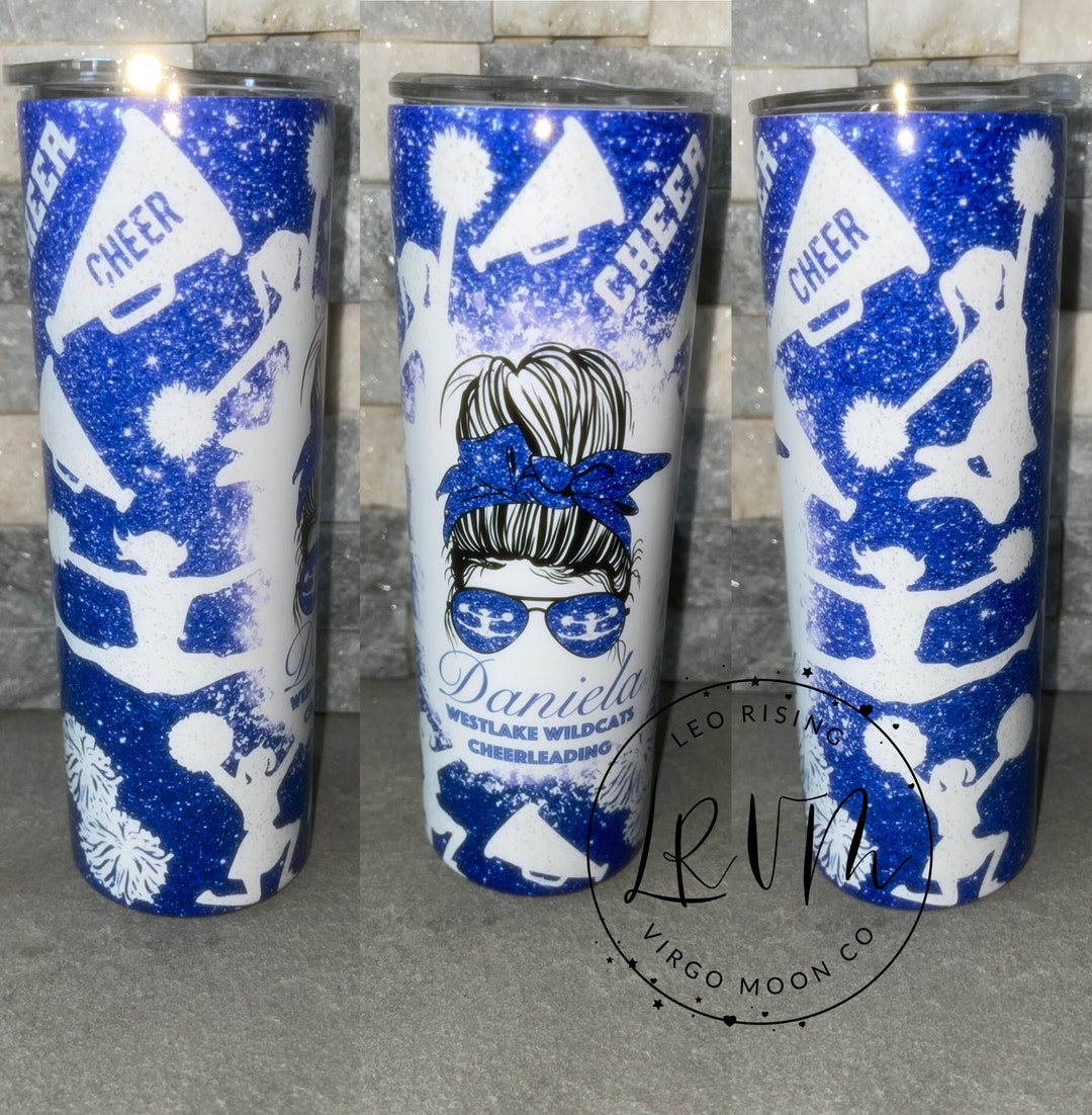 Personalized Cheerleading Tumbler | Messy Bun Cheerleader - Etsy