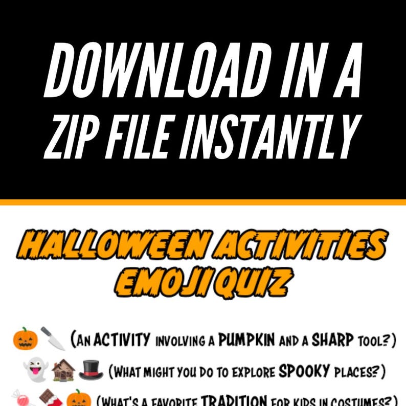 Fun Halloween Emoji Quiz for Kids and Adults Printable Halloween ...