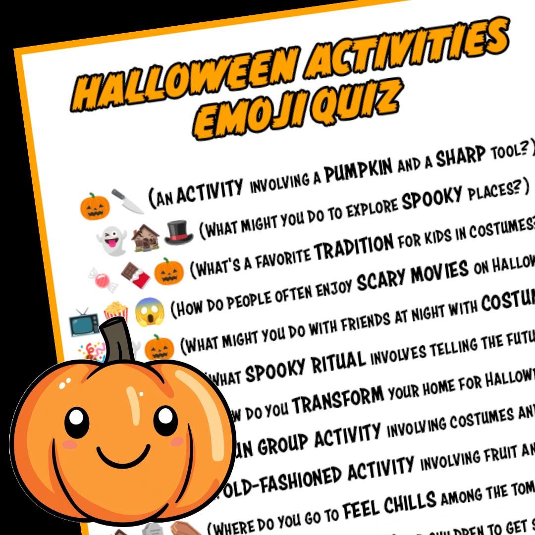 Fun Halloween Emoji Quiz for Kids and Adults Printable Halloween ...