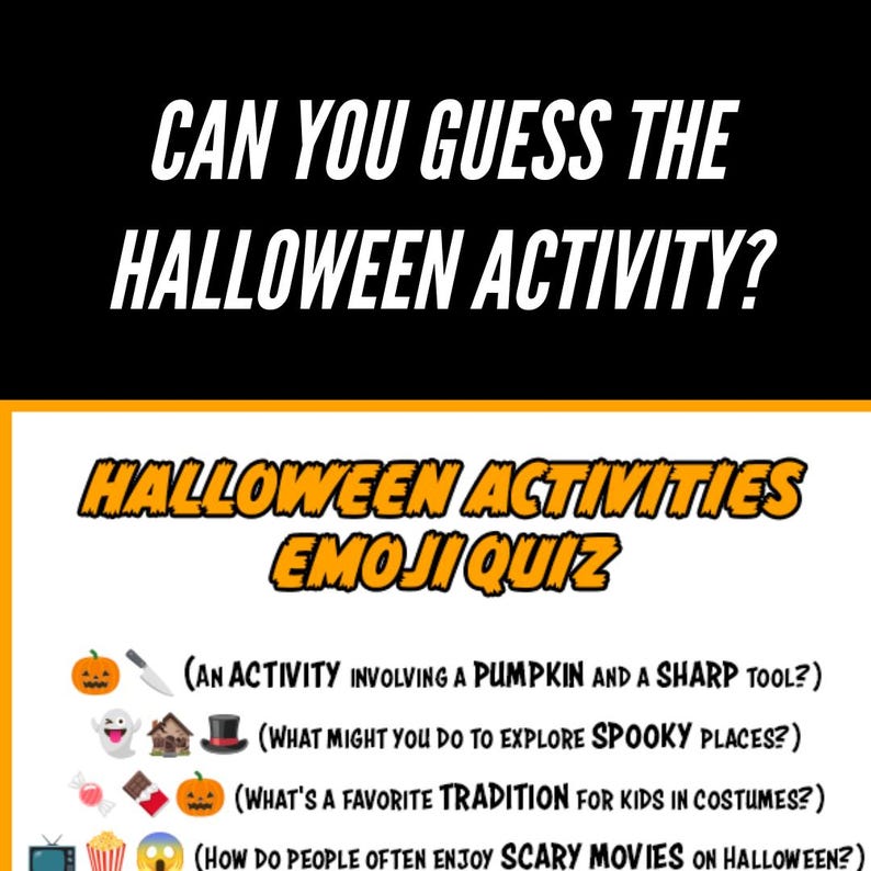 Fun Halloween Emoji Quiz for Kids and Adults Printable Halloween ...