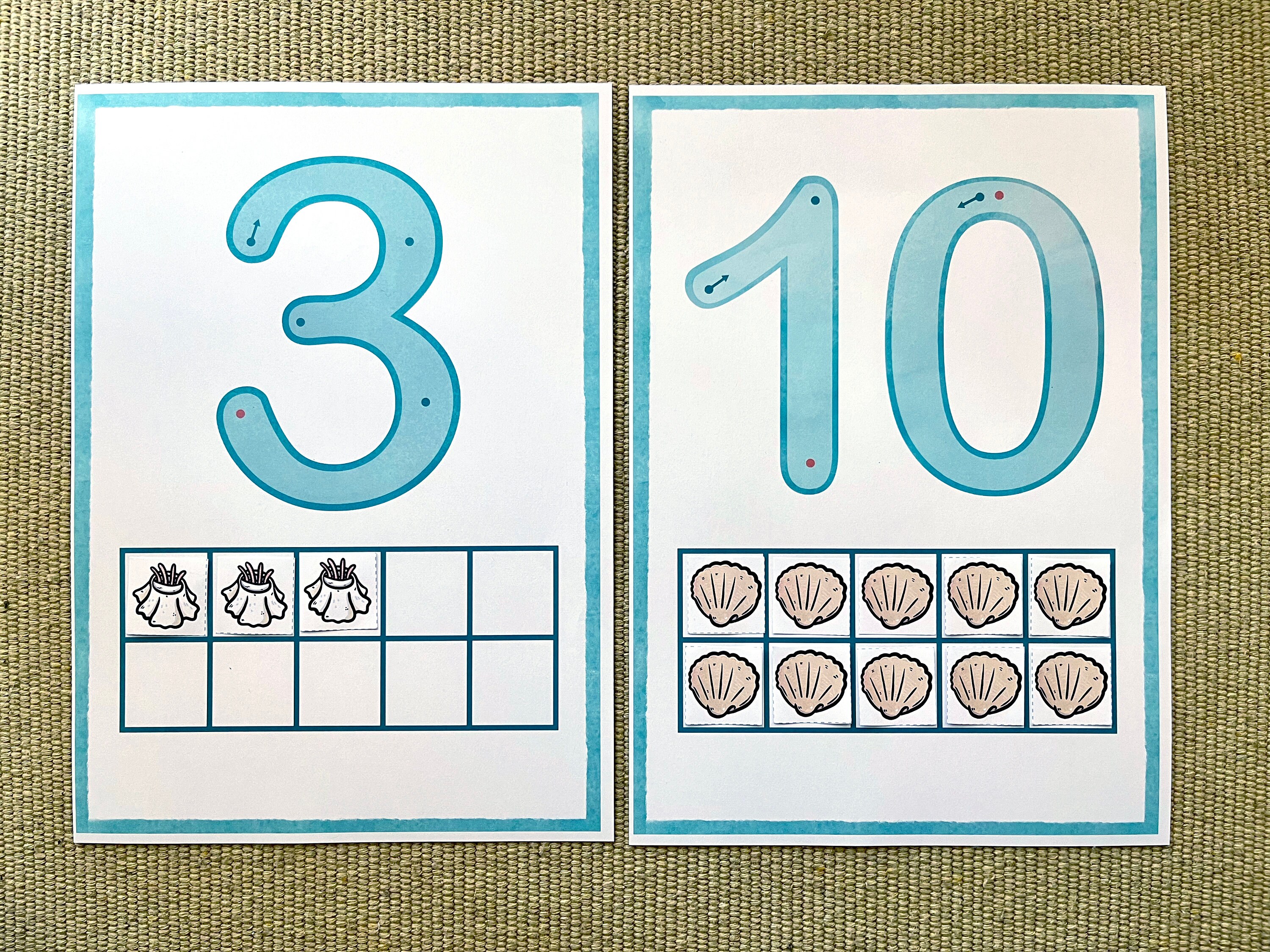 Ocean Math Ten Frame Numbers, Ten Frame Preschool, Number Counting ...
