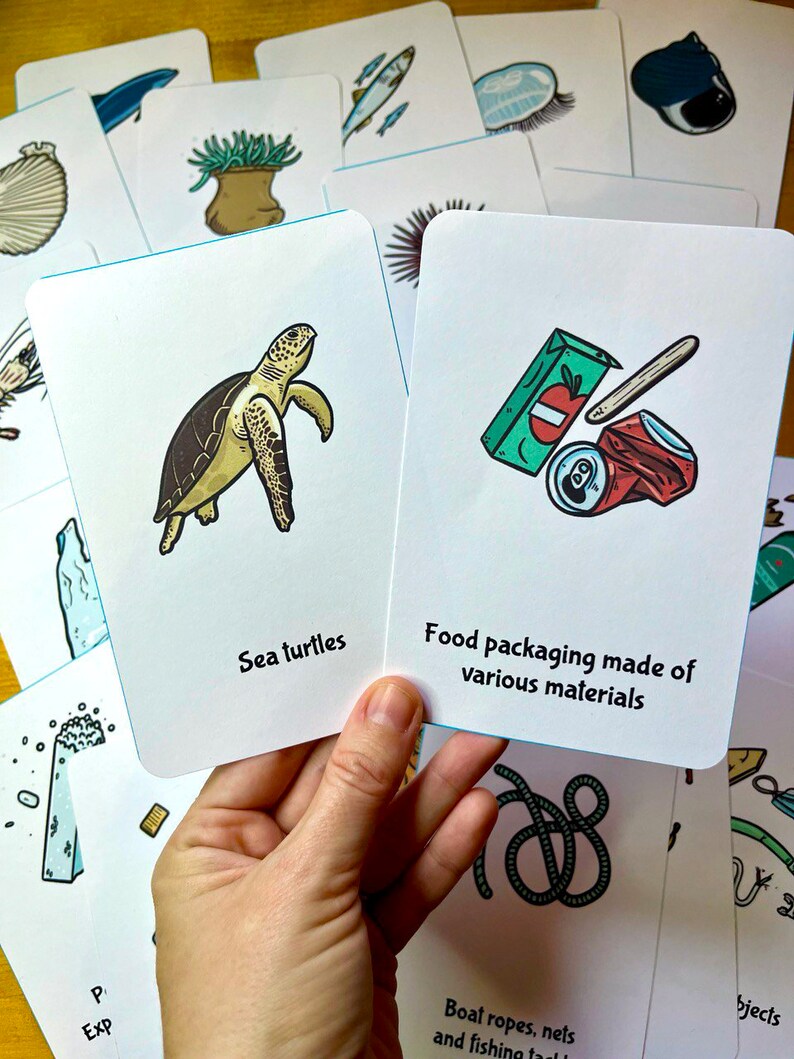 Marine Litter Montessori Flashcards, Bilingual Study Game (digital ...
