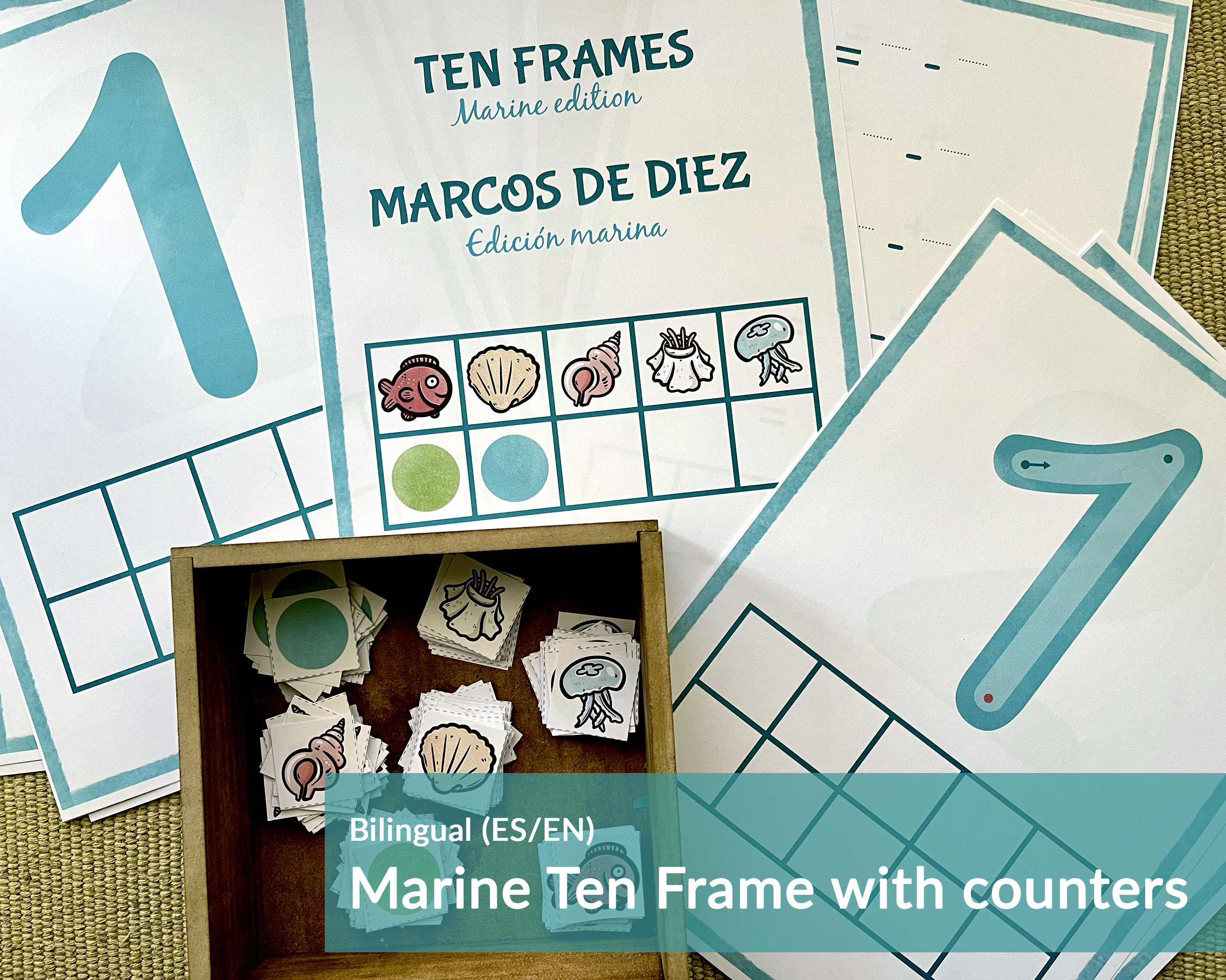 Ocean Math Ten Frame Numbers, Ten Frame Preschool, Number Counting ...