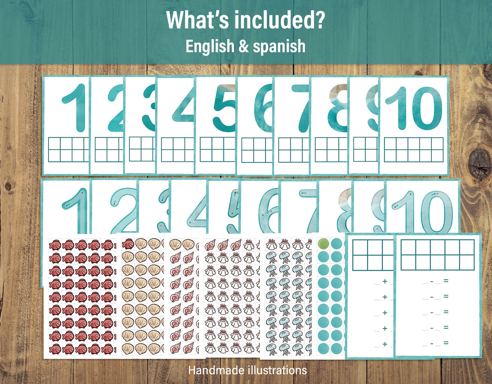 Ocean Math Ten Frame Numbers, Ten Frame Preschool, Number Counting ...