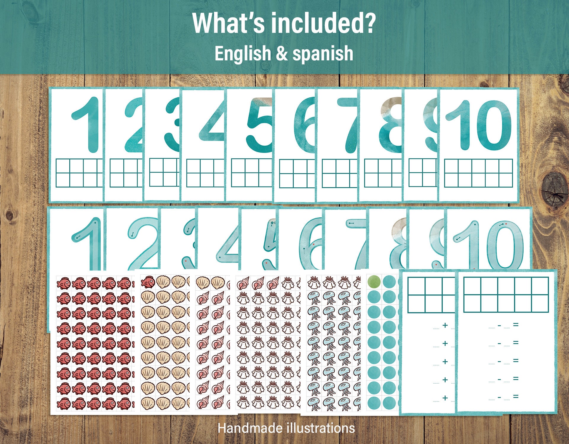 Ocean Math Ten Frame Numbers, Ten Frame Preschool, Number Counting ...