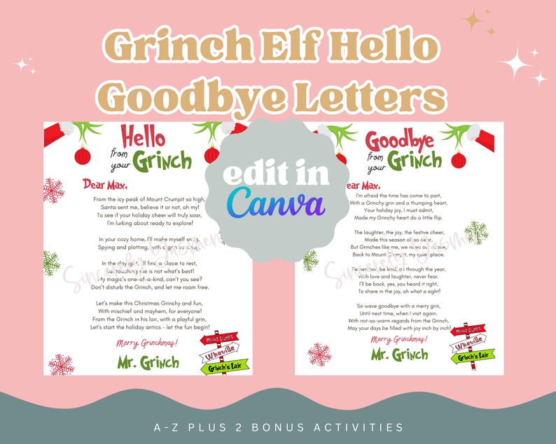 Editable Grinch Arrival Letter, Christmas Elf Letter (PDF) - Etsy