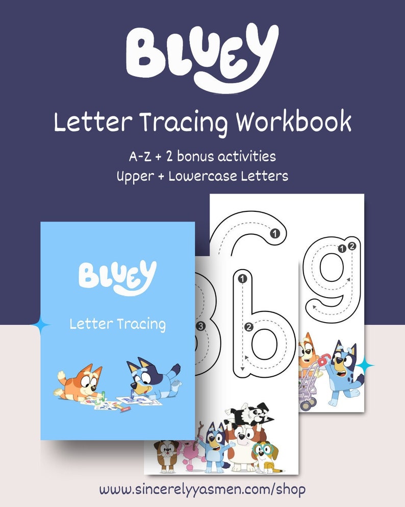 Bluey Letter Tracing Workbook Preschool Pre-k Alphabet Book Toddler ...