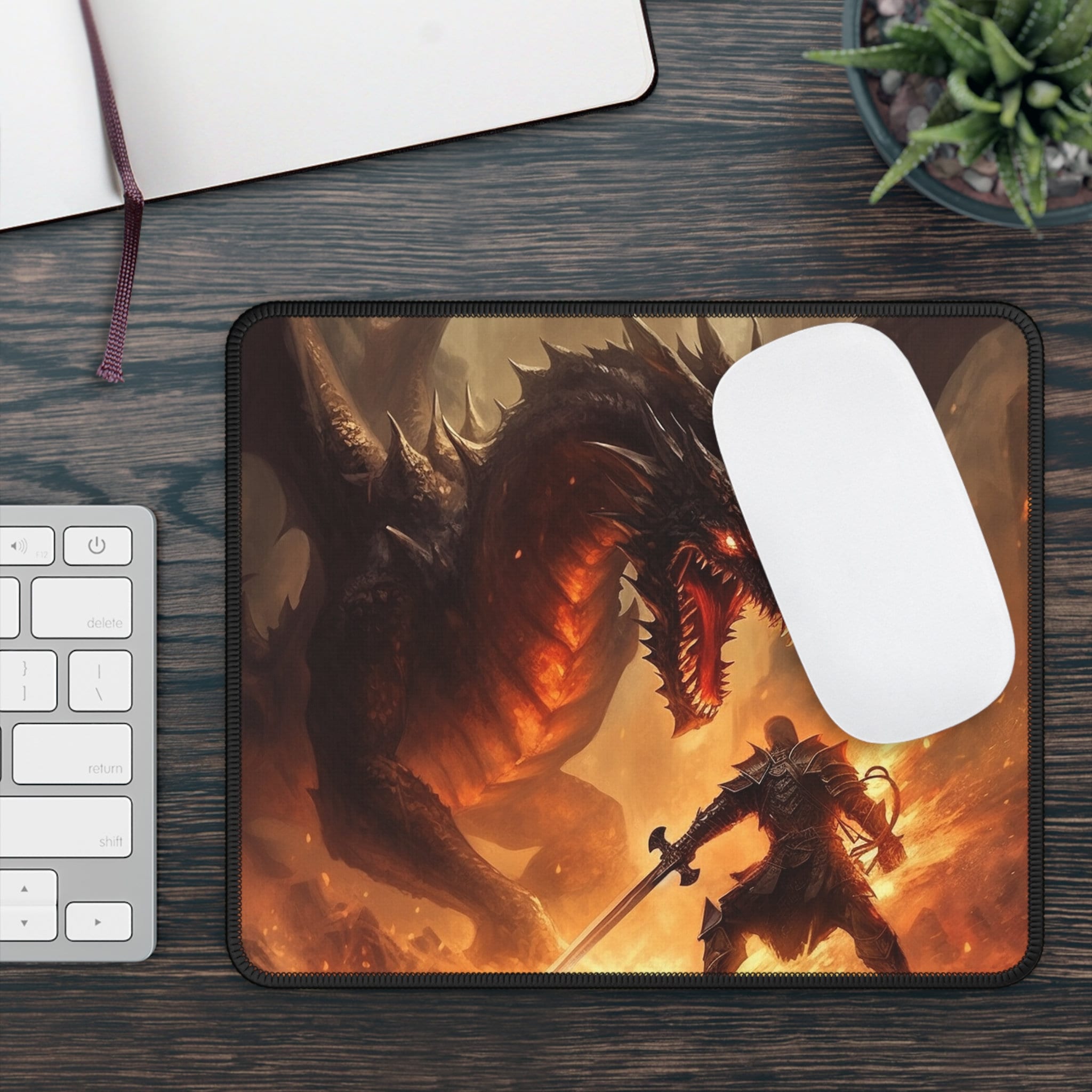 Knight Fighting Dragon Gaming Mouse Pad - Etsy