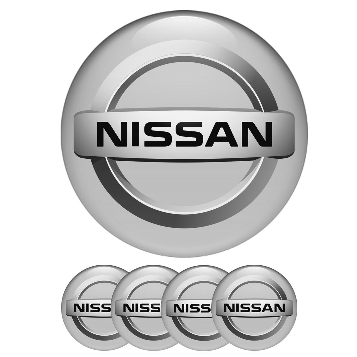 4x Wheel Emblem Nissan Domed Stickers Cover Caps Decal Center Hub ...