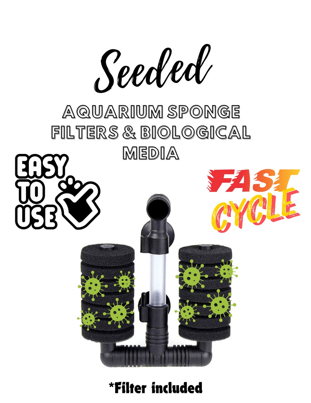 BEST SELLER! Seeded Sponge Filters & Biological Media Submerged Live ...