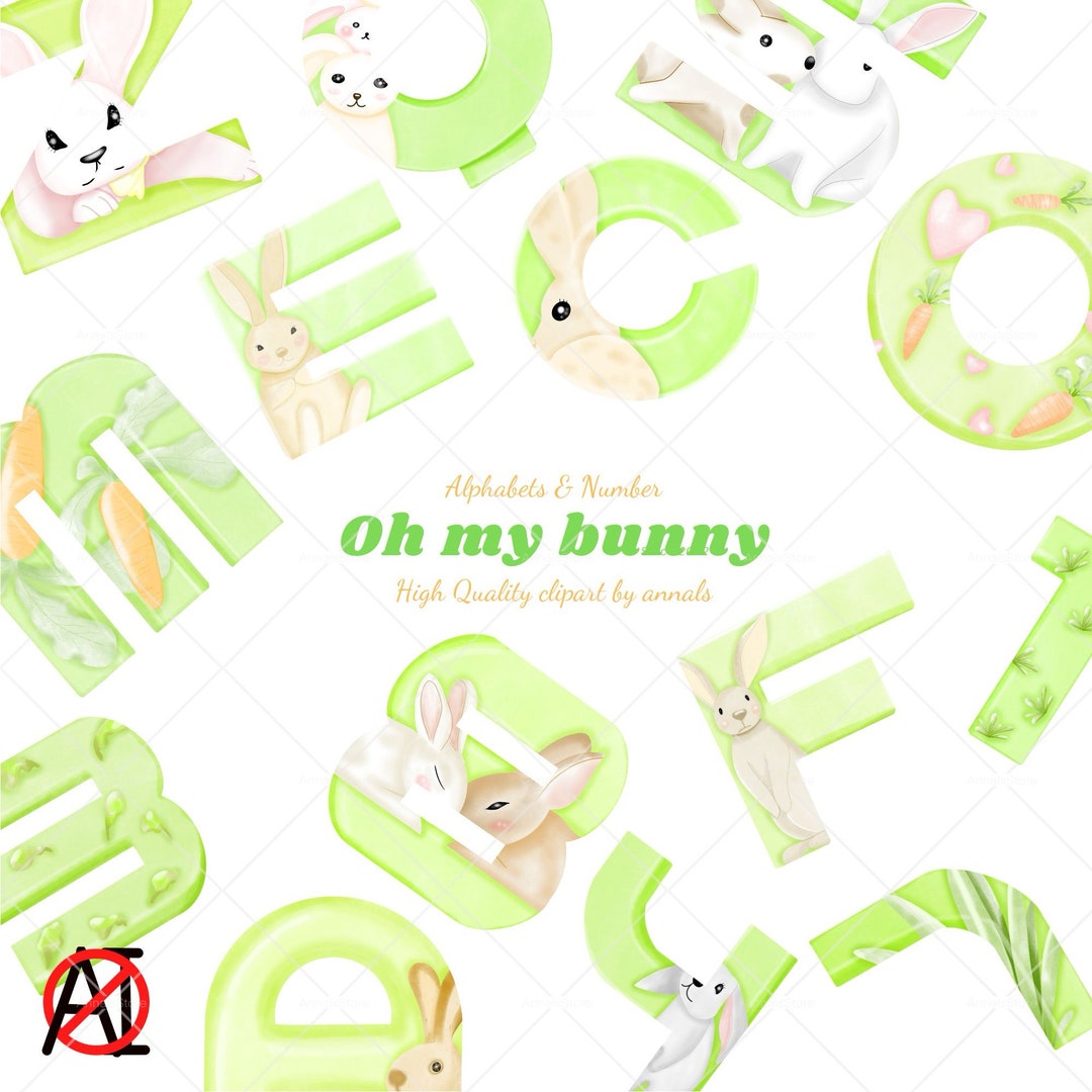 Rabbit Alphabet, Birthday Alphabet, Alphabet Clipart, Party Alphabet ...