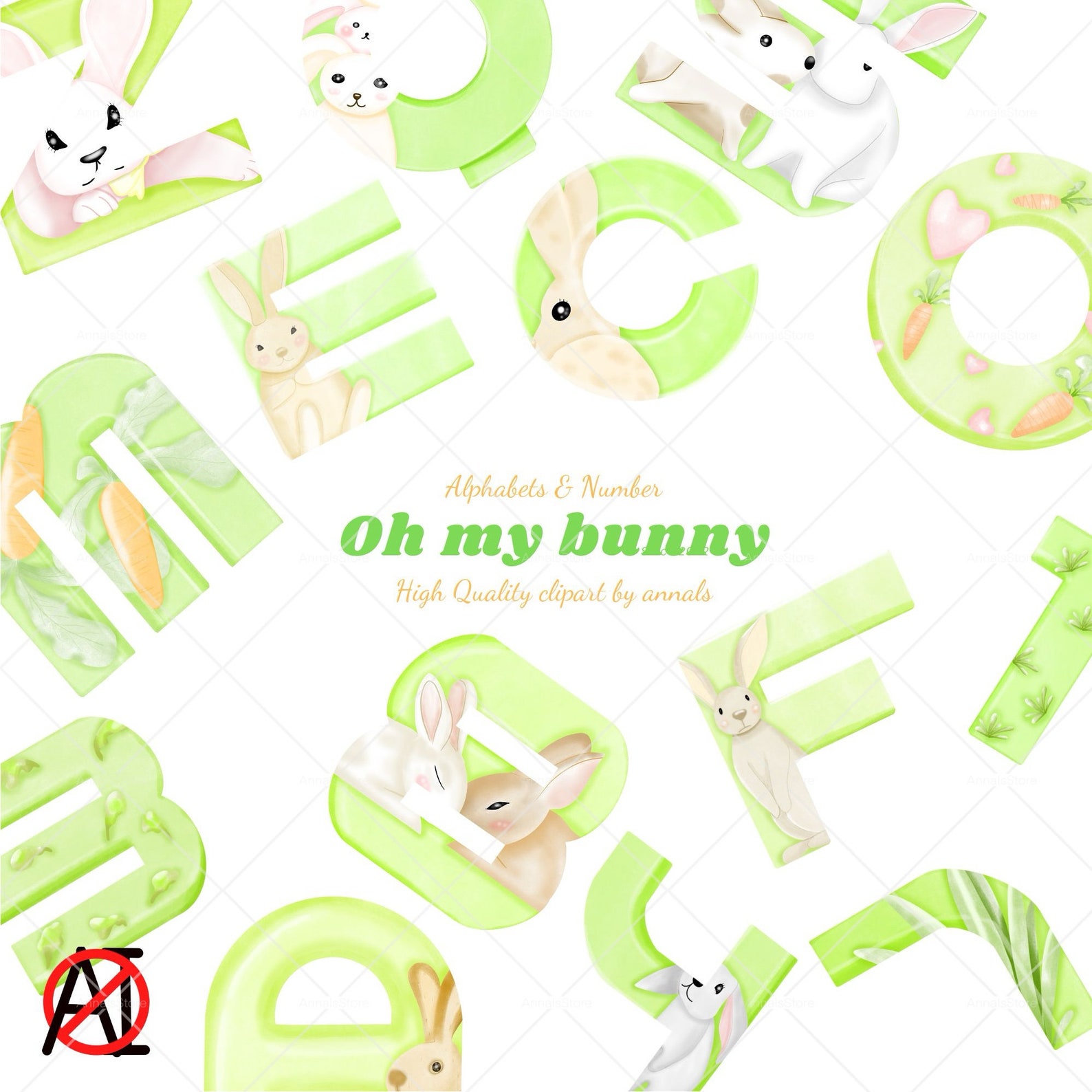 Rabbit Alphabet, Birthday Alphabet, Alphabet Clipart, Party Alphabet ...