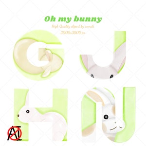 Rabbit Alphabet, Birthday Alphabet, Alphabet Clipart, Party Alphabet ...