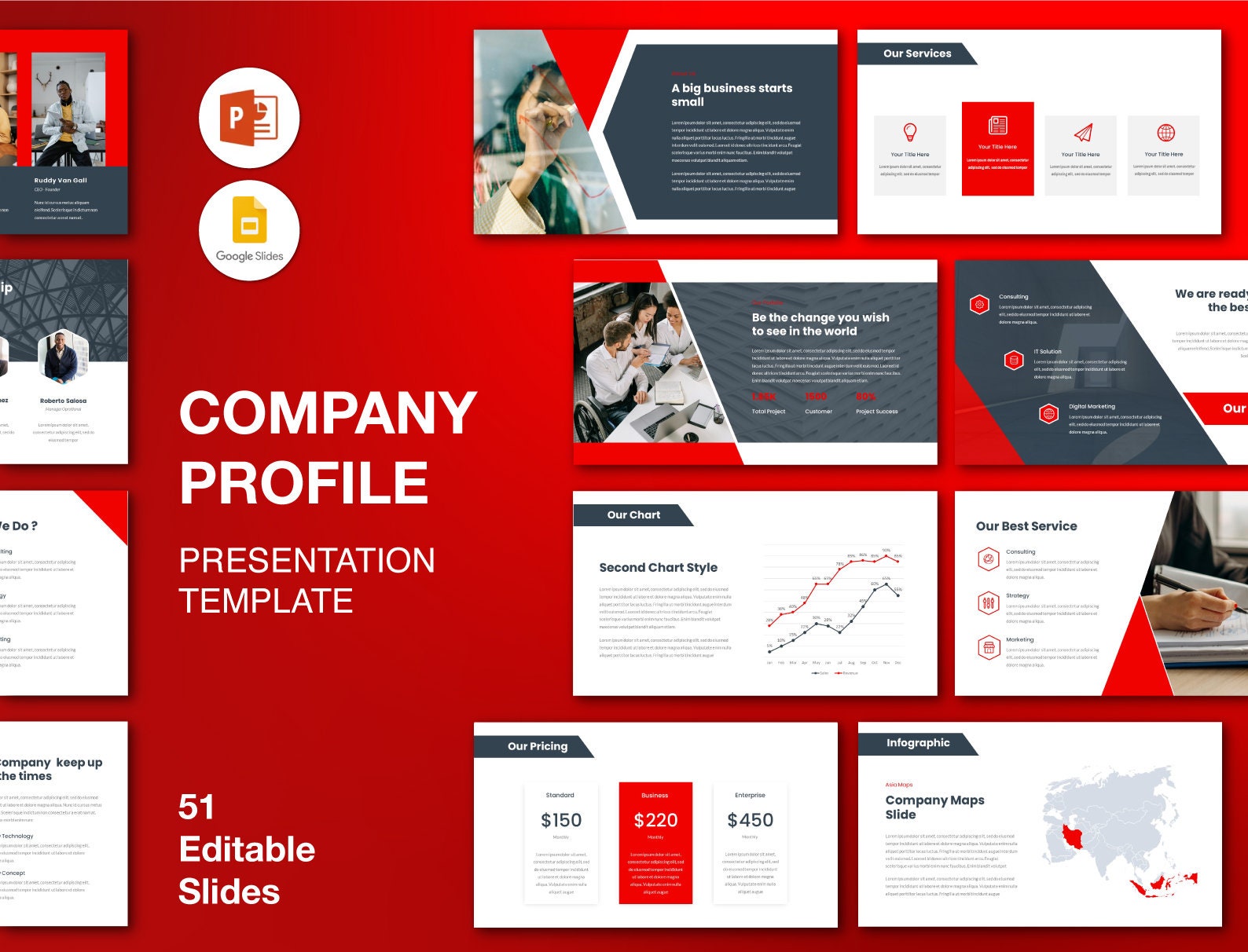 Professional Company Profile Presentation Template Compatible With ...