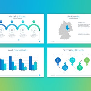 Blue Green Business Presentation Template: 70 Editable Slides (PPT ...