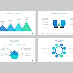 Blue Green Business Presentation Template: 70 Editable Slides (PPT ...