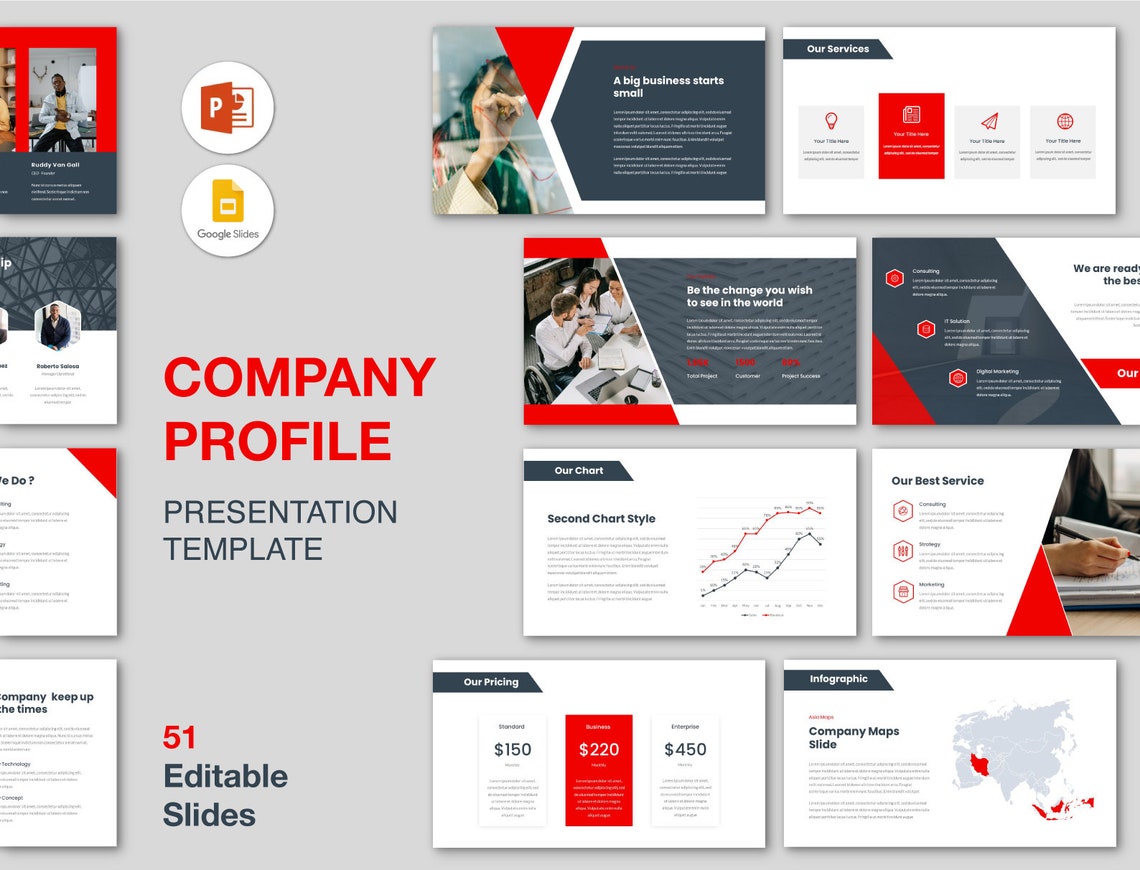 Professional Company Profile Presentation Template - Compatible With ...