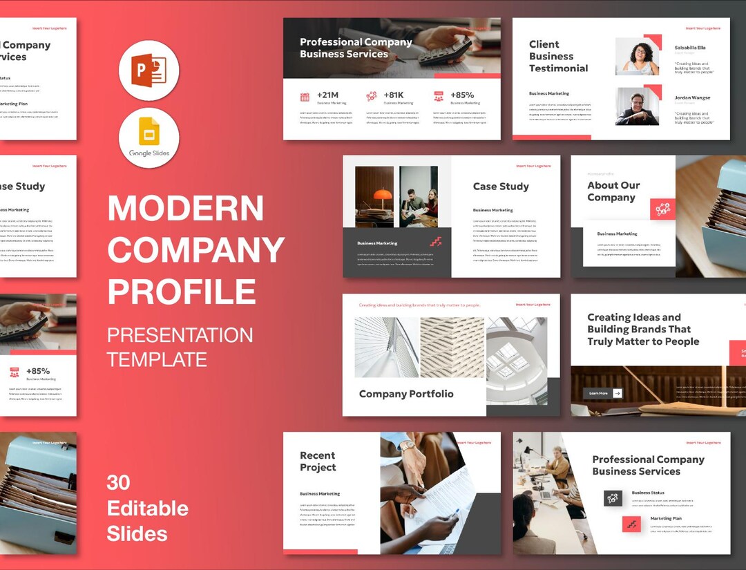 Modern Company Profile Template | Black and Red Profile PPT | Company Profile Powerpoint ...