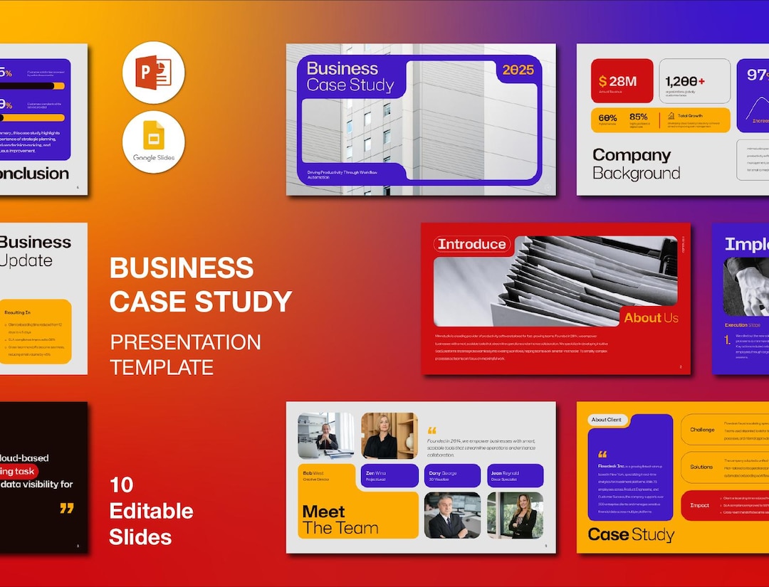 Colorful Business Case Study Presentation Template: Editable Powerpoint ...