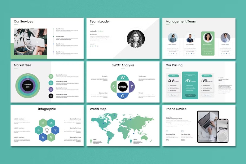 Business Proposal Presentation Template: 25 Editable PPT Slides - Etsy