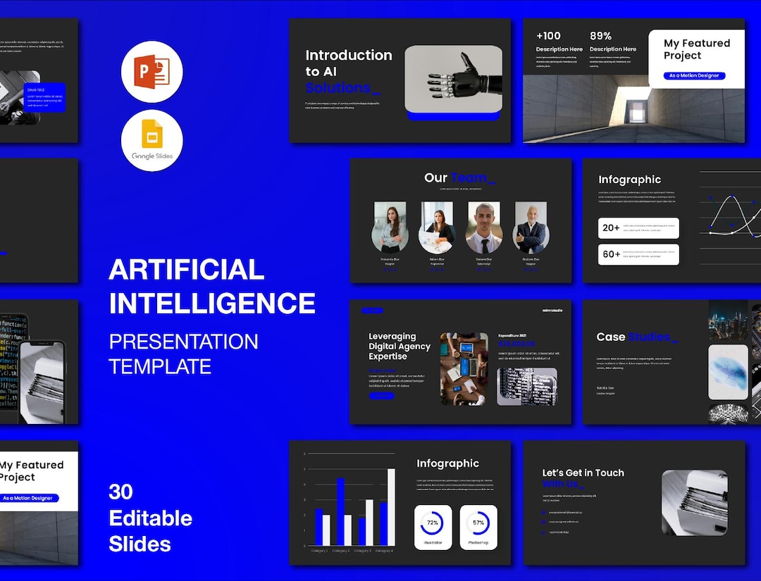 Blue AI Powerpoint Template: Professional Presentation (digital ...