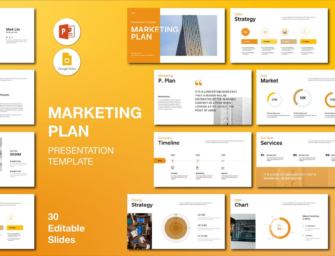 Orange Marketing Plan Template: 30 PPT Slides (digital Download) - Etsy
