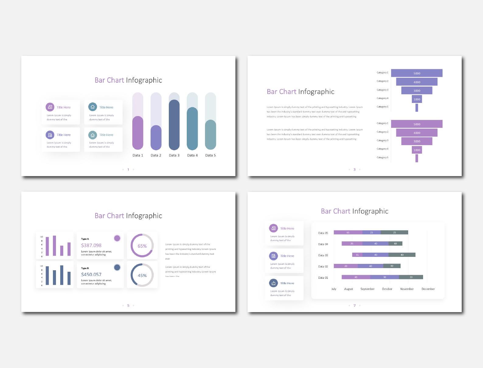 Violet Bar Chart Infographic Presentation: Powerpoint & Google Slides ...