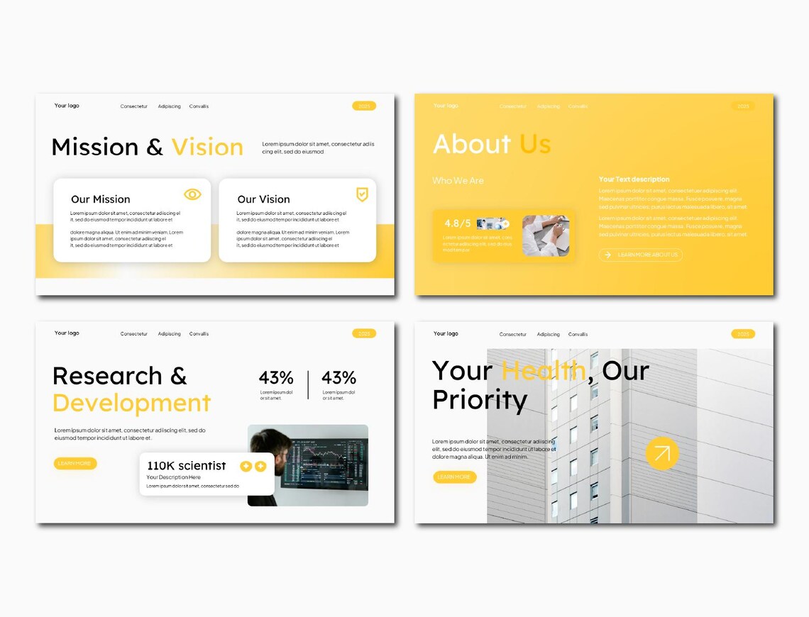 Yellow Medical Powerpoint Template: Professional Health Presentation ...