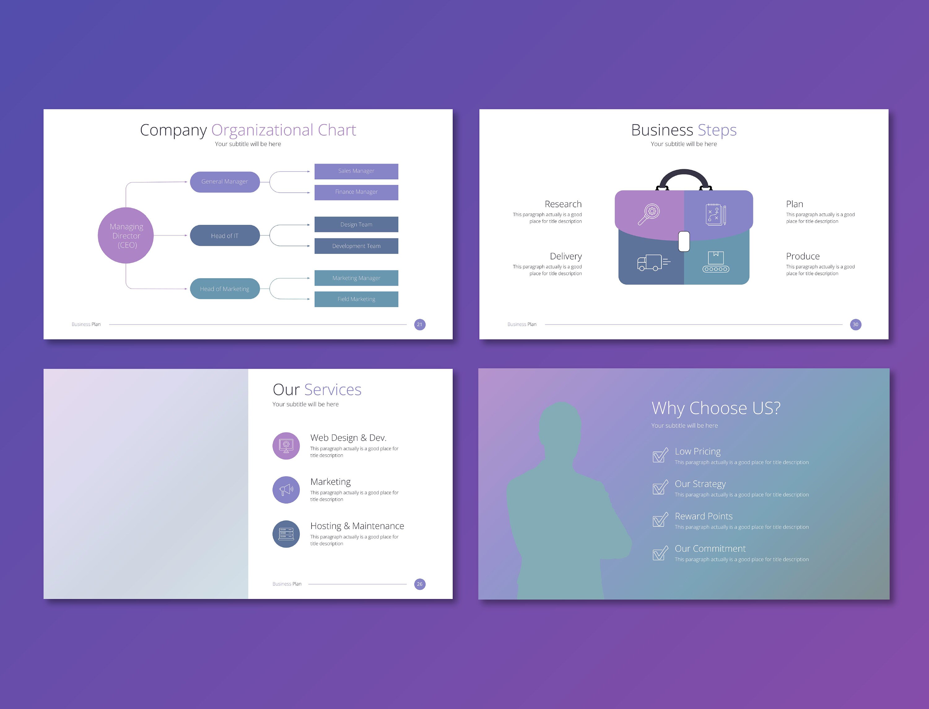 Professional Violet Business Plan & Startup Presentation Template ...