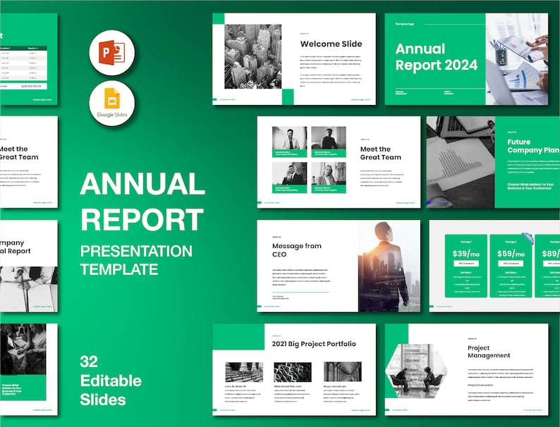 Editable Annual Report Template: 32 Slides (PPT) - Etsy