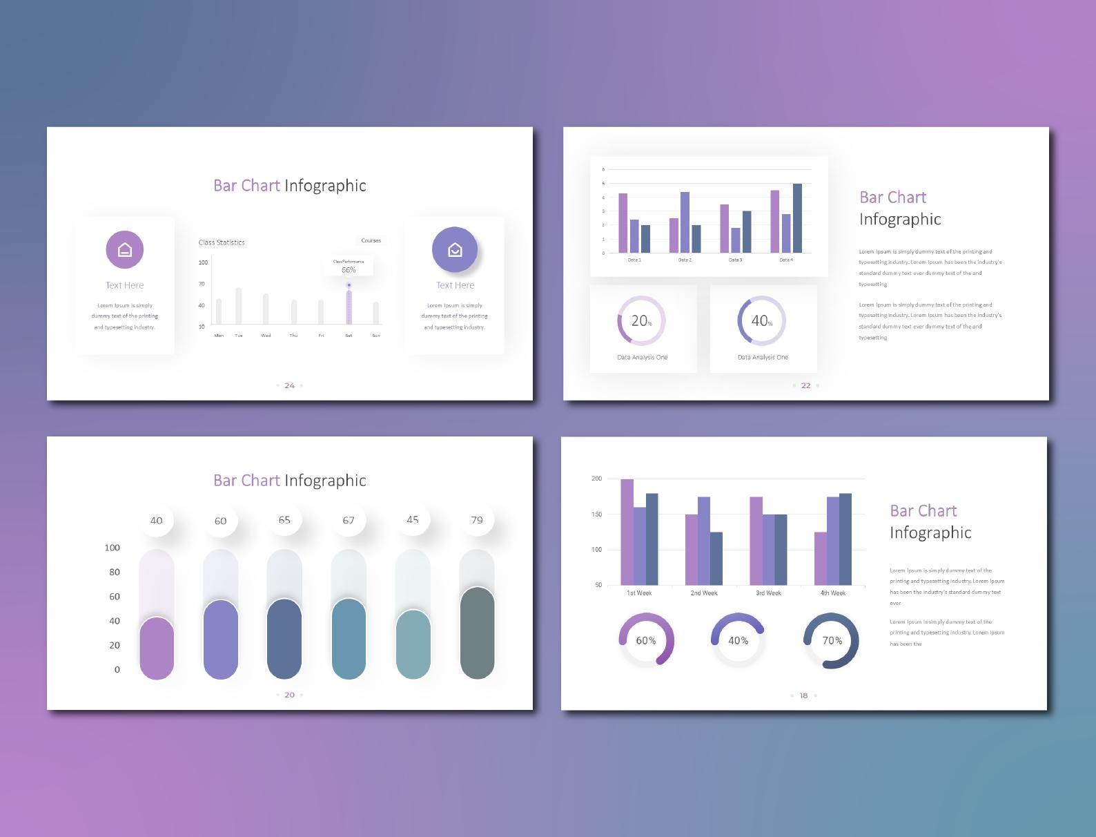 Violet Bar Chart Infographic Presentation: Powerpoint & Google Slides ...