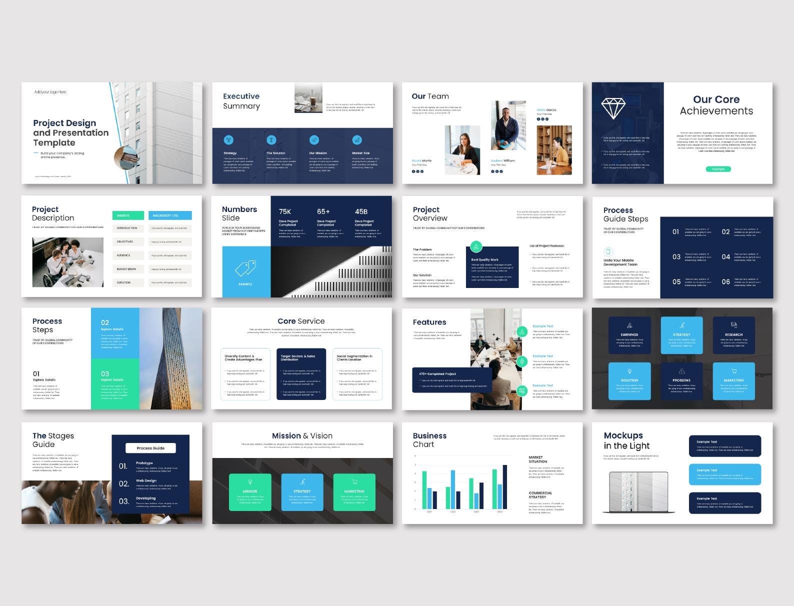 Blue Project Proposal Template: Professional Powerpoint PPT (30 Slides ...