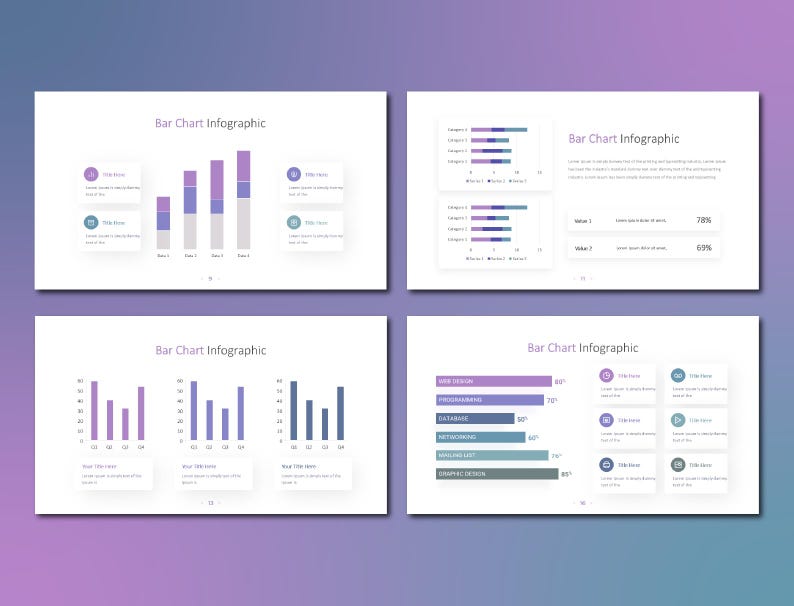 Violet Bar Chart Infographic Presentation: Powerpoint & Google Slides ...