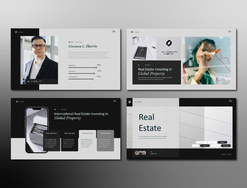 Black Real Estate Powerpoint Template: Editable Property Presentation ...