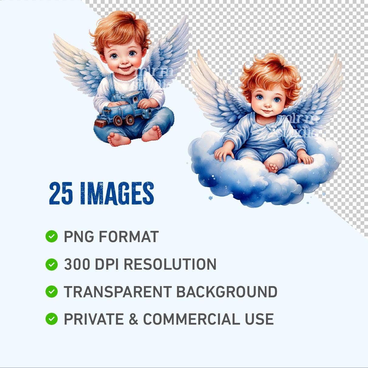 25 Baby Shower Clipart Bundle, Cute Baby Boy PNG, Watercolor Baby ...