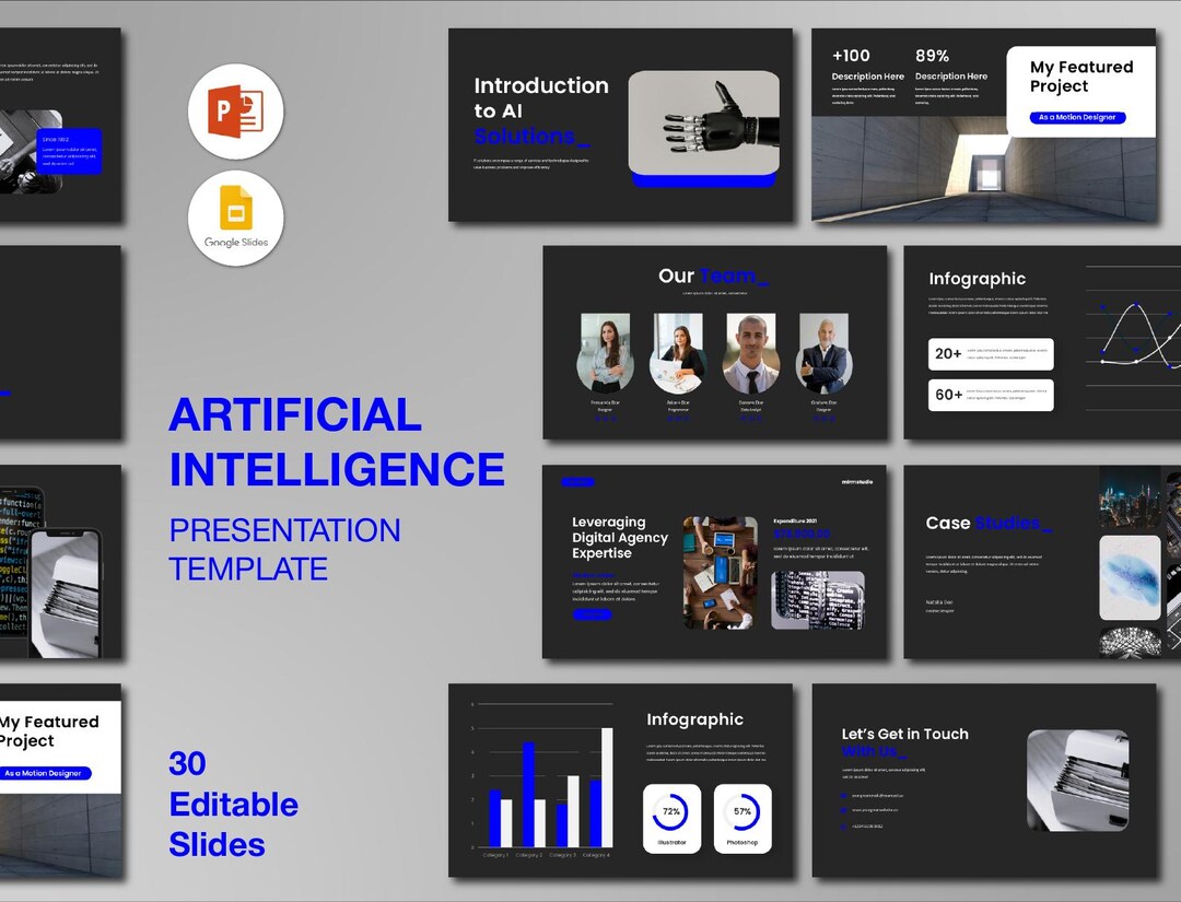 Blue AI Powerpoint Template: Professional Presentation (digital ...