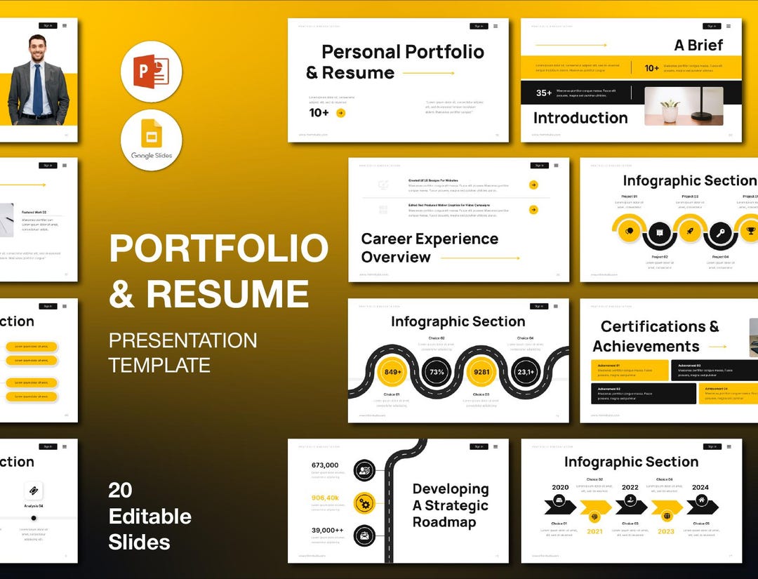 Professional Portfolio Powerpoint Template: Editable Presentation ...