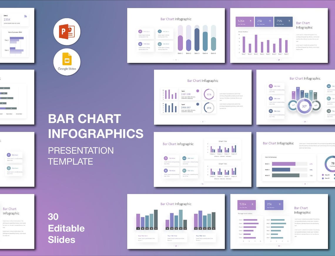 Violet Bar Chart Infographic Presentation: Powerpoint & Google Slides ...