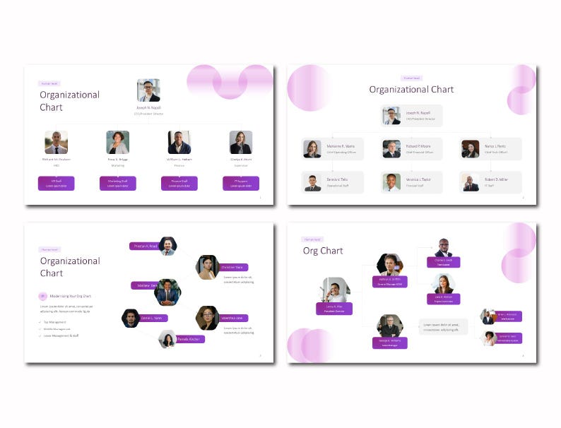 Violet Organizational Chart Powerpoint Template: Business Presentation ...