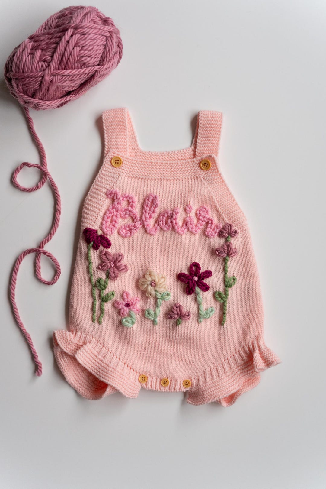 RUFFLE ROMPER - Custom Name Romper, Personalized Baby Romper, Flower ...