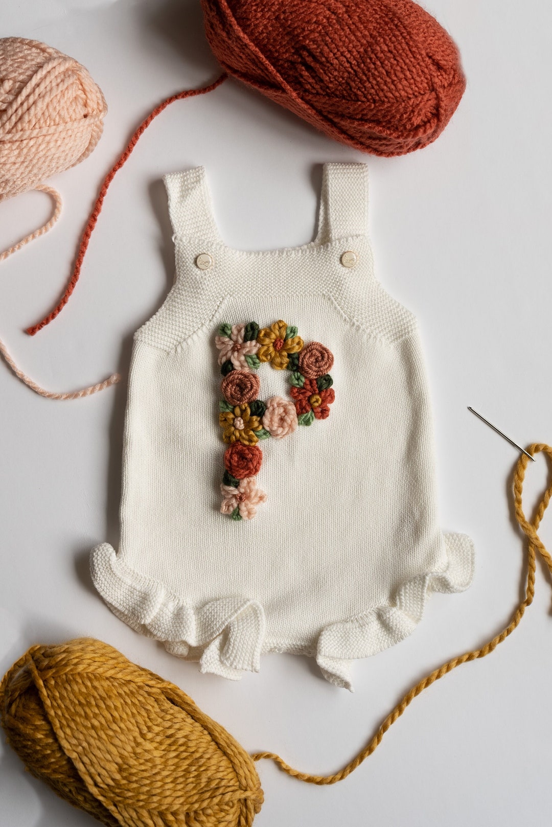 RUFFLE ROMPER - Custom Name Romper, Personalized Baby Romper, Flower ...