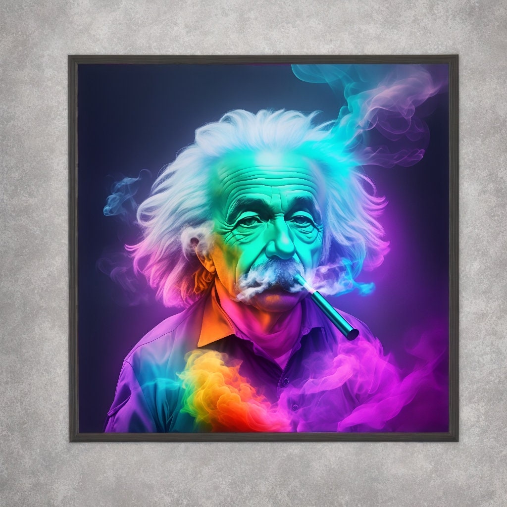 Albert Einstein Smoking Pipe Colorful Smoke