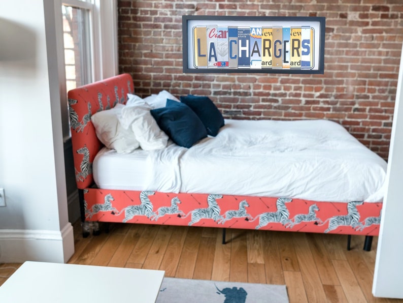 LA Chargers Sign Made With License Plate Letters Mounted on a 19"x8 ...