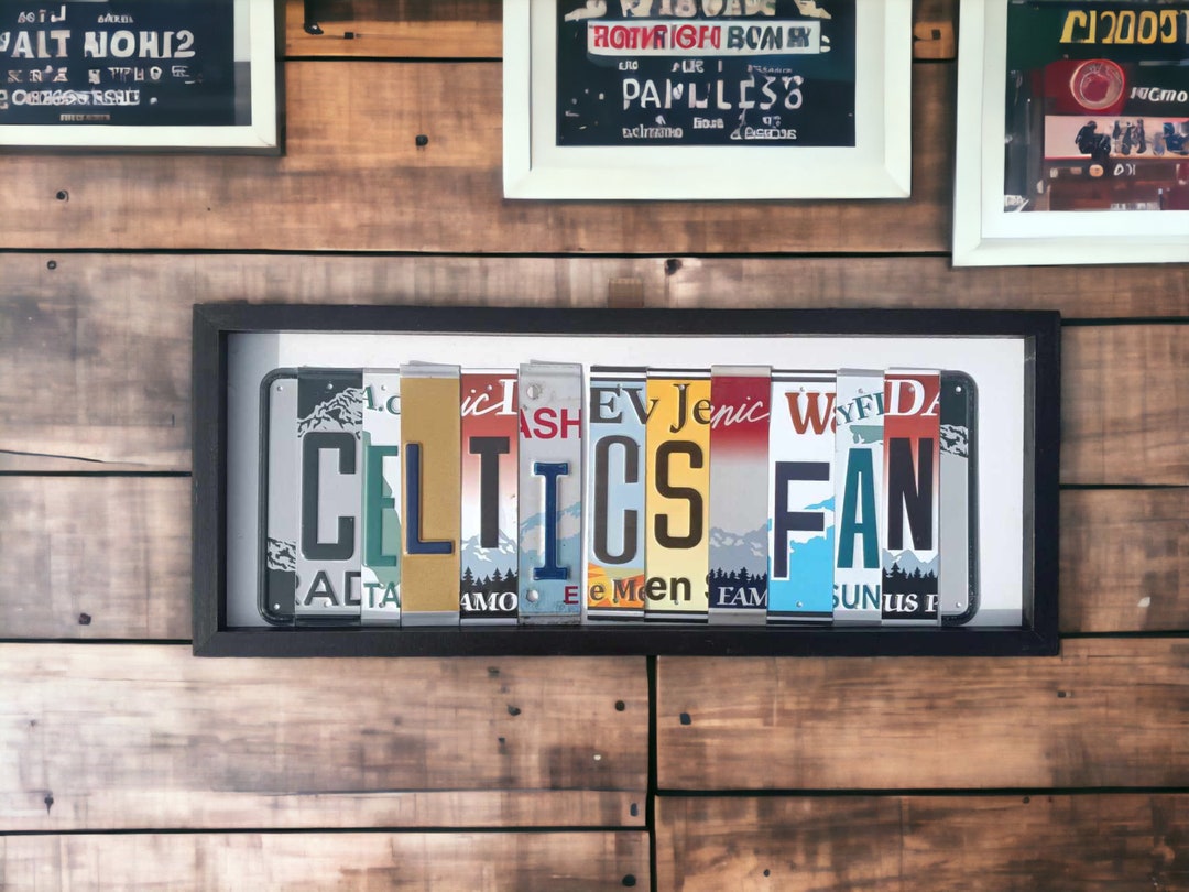 Boston Celtics Sign Made With License Plate Letters Mounted on a 19"x8 ...