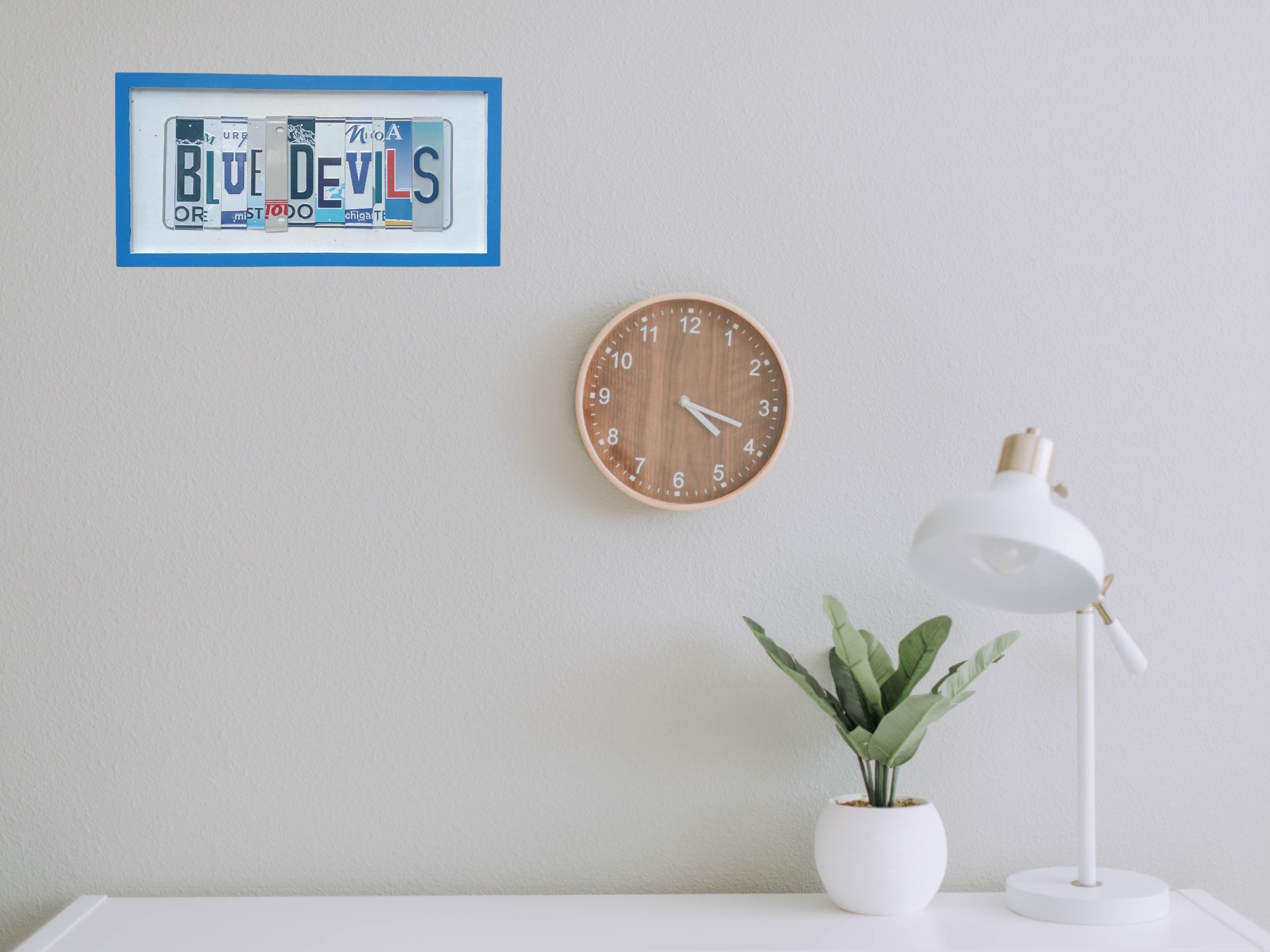 Duke Blue Devils Sign Made With License Plate Letters Mounted on a Hand ...