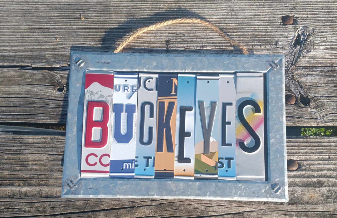 Ohio State Buckeyes Sign Made With License Plate Letters on a Beautiful ...