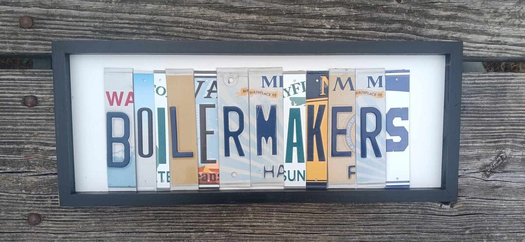 Purdue Boilermakers Sign Made With License Plate Letters Mounted on a ...