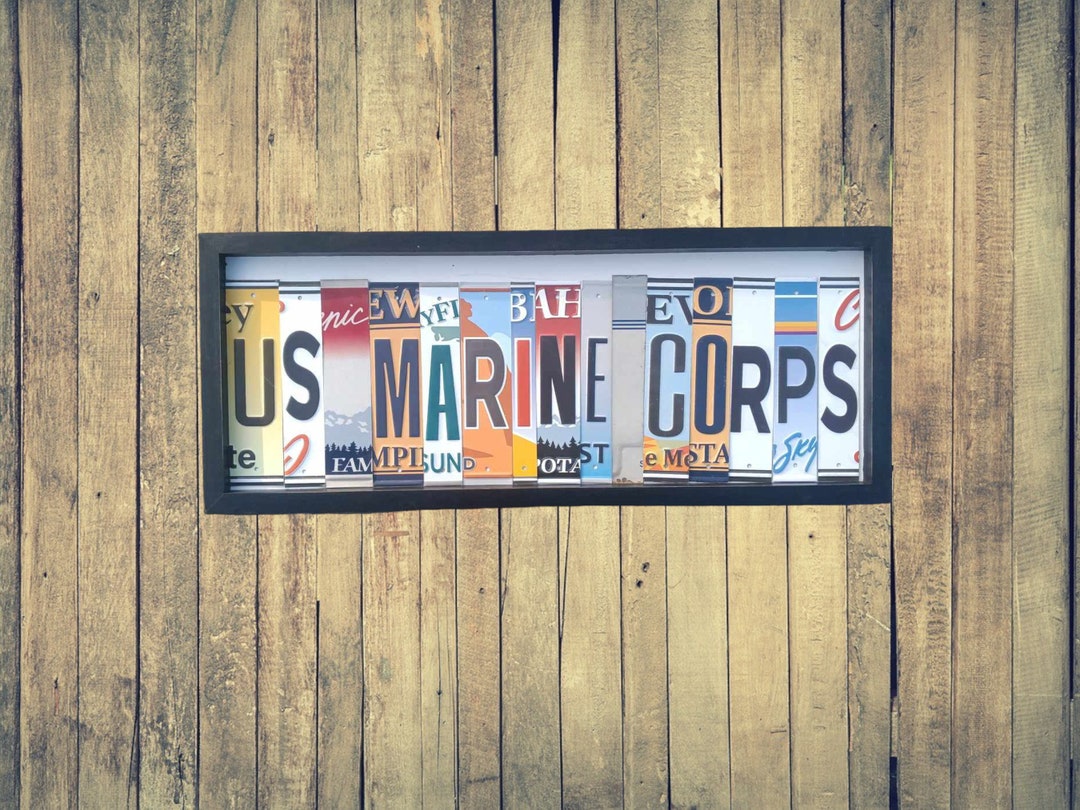 United States Marine Corps Sign Made With License Plate Letters Mounted ...