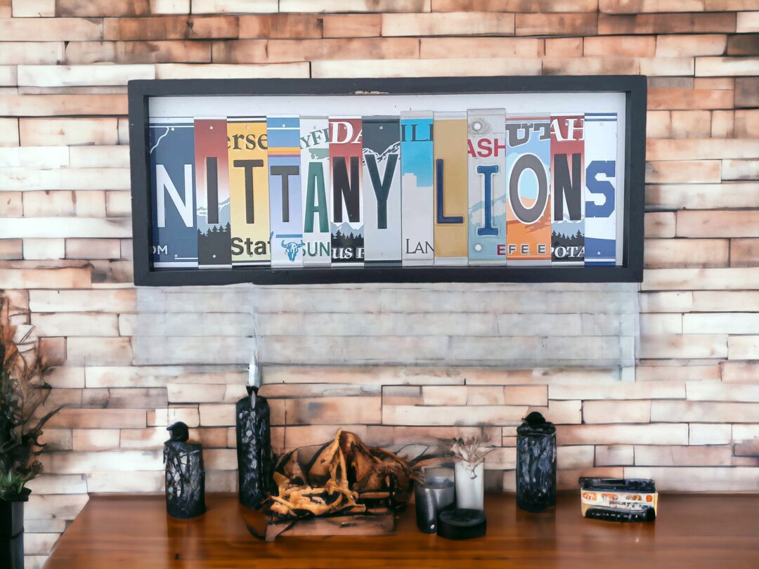 Penn State Nittany Lions Sign License Plate Letters on Frame Unique ...