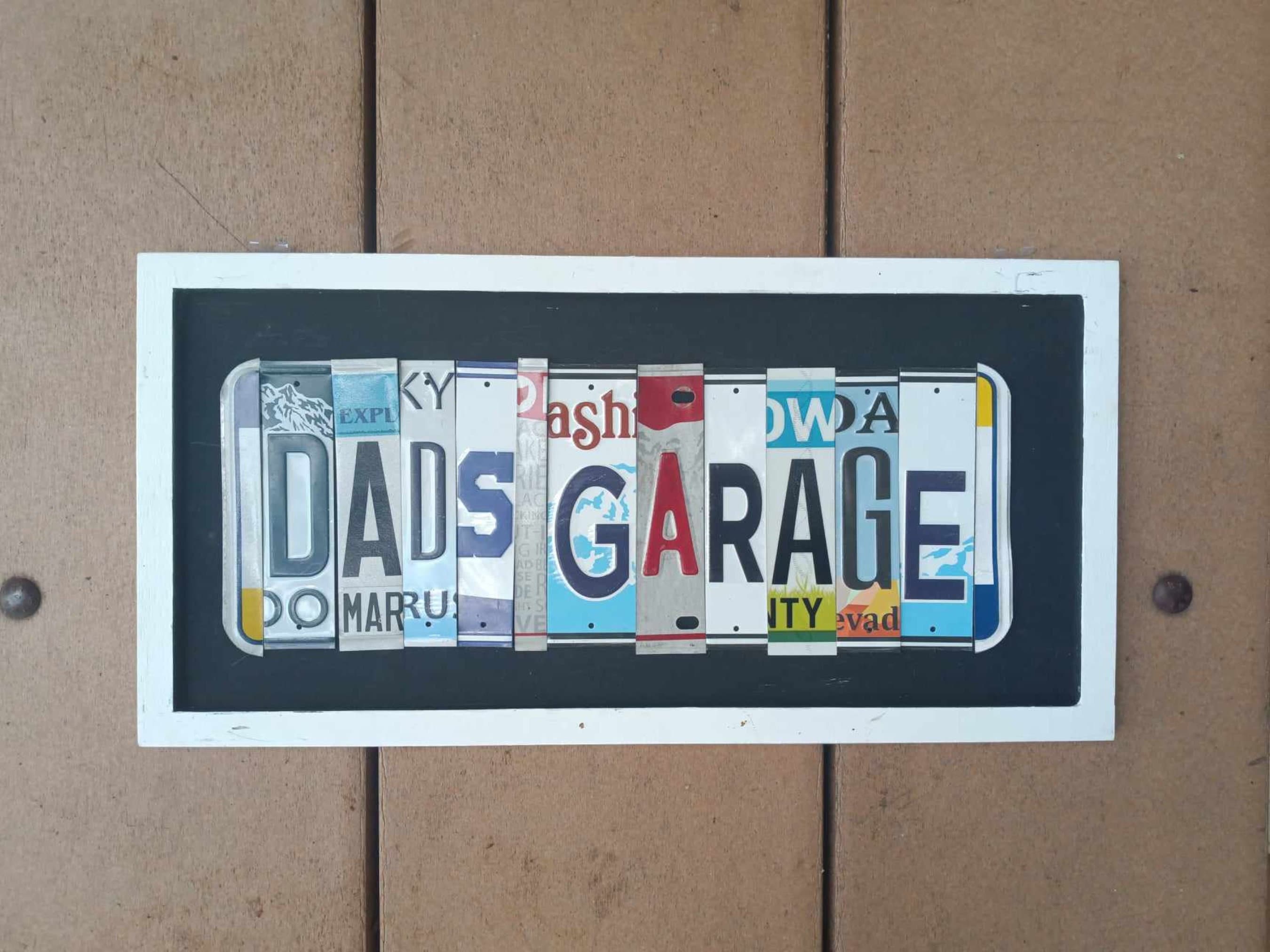 Dads Garage Sign Metal Workshop Decor Gifts for Men Made From License ...